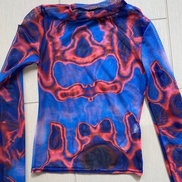 new girl order | Tops | New Girl Order Red And Blue Mesh Top | Poshmark